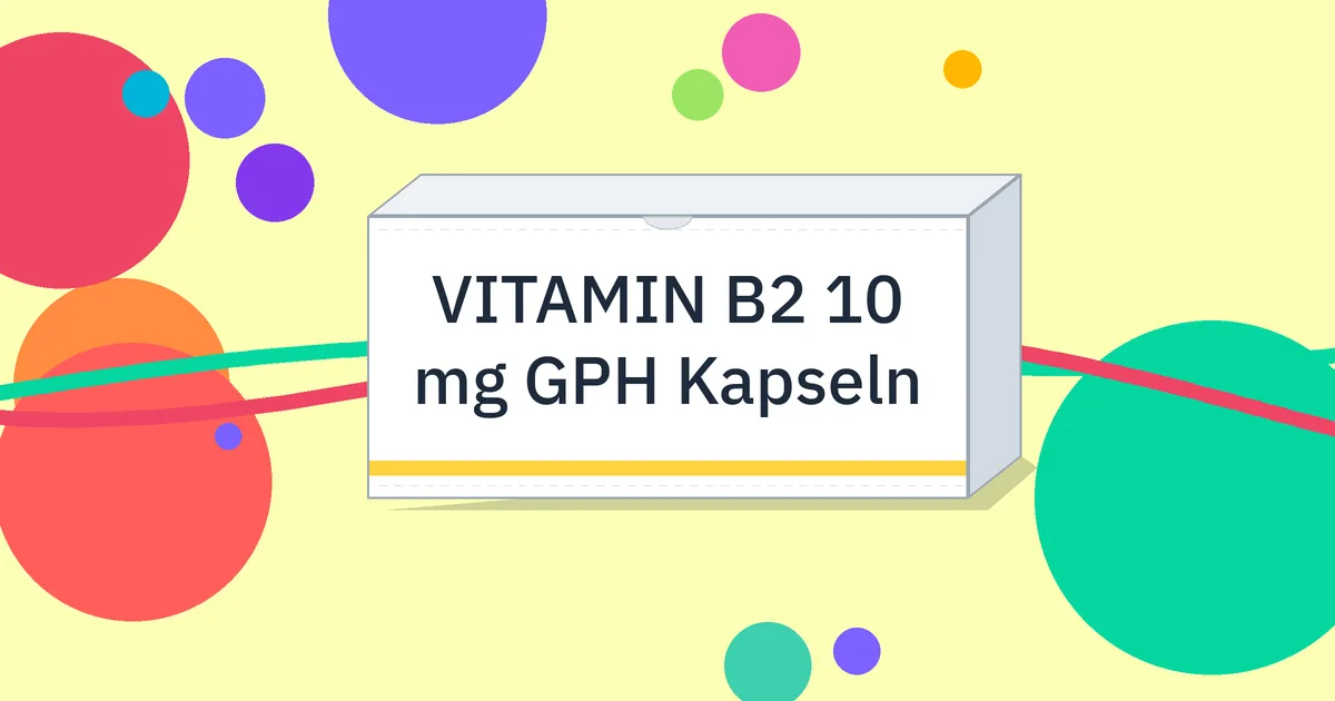 Symbolbild: Packung mit der Aufschrift VITAMIN B2 10 mg GPH Kapseln (PZN 16571087) – Verfügbarkeit und Bezug in Apotheken in Frankfurt am Main