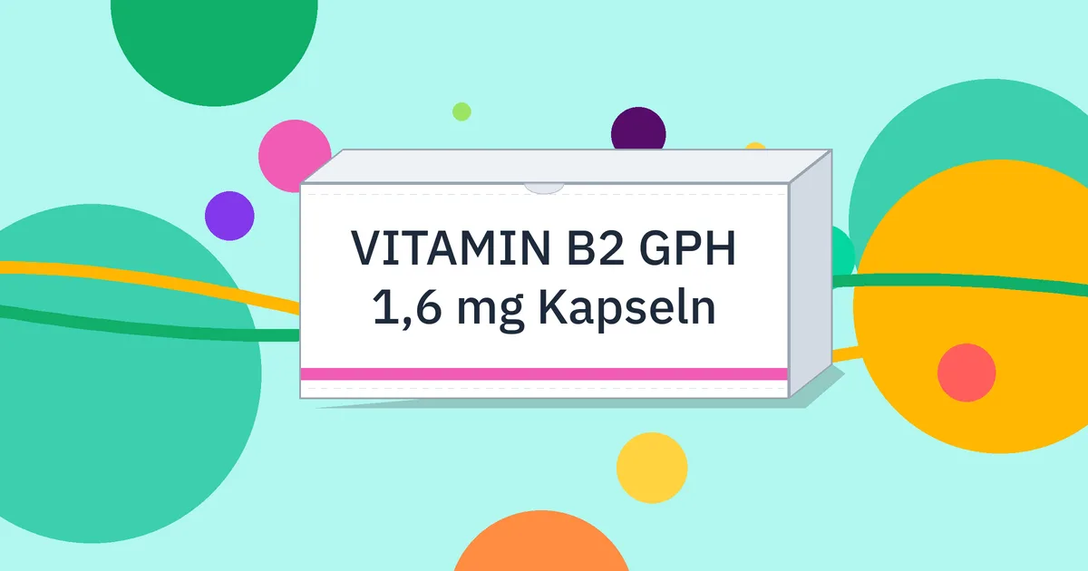 Symbolbild: Packung mit der Aufschrift VITAMIN B2 GPH 1,6 mg Kapseln (PZN 02552040) – Verfügbarkeit und Bezug in Apotheken in Frankfurt am Main