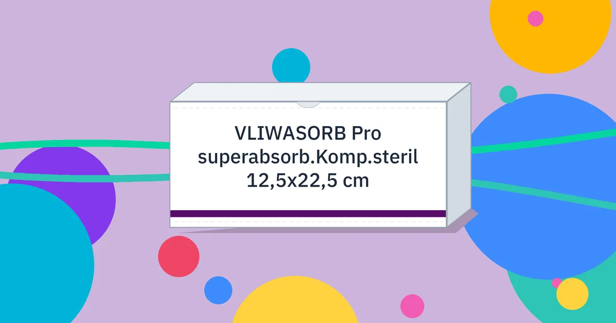 Symbolbild: Packung mit der Aufschrift VLIWASORB Pro superabsorb.Komp.steril 12,5x22,5 cm (PZN 17311537) – Verfügbarkeit und Bezug in Apotheken in Frankfurt am Main