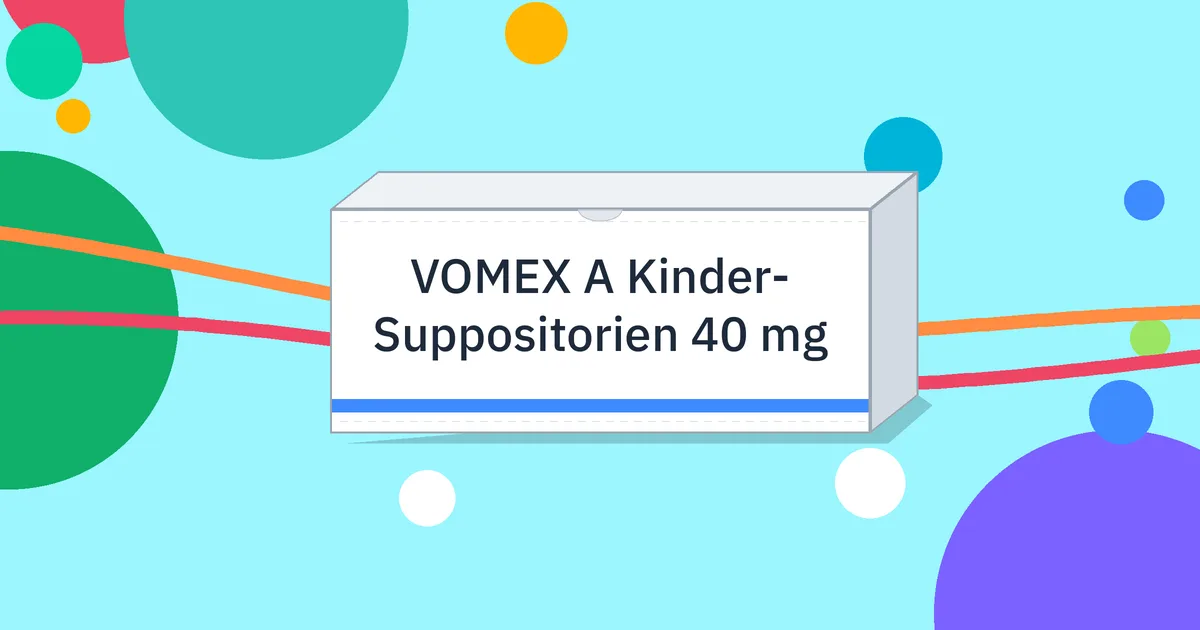 Symbolbild: Packung mit der Aufschrift VOMEX A Kinder-Suppositorien 40 mg (PZN 01116526) – Verfügbarkeit und Bezug in Apotheken in Frankfurt am Main