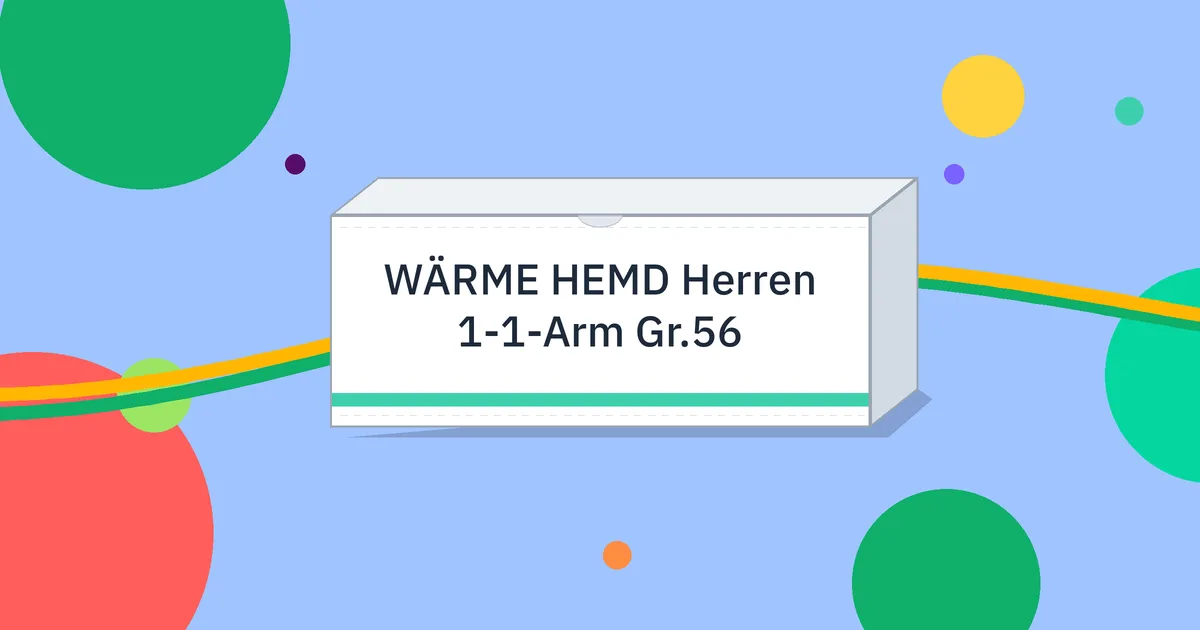 Symbolbild: Packung mit der Aufschrift WÄRME HEMD Herren 1-1-Arm Gr.56 (PZN 02445999) – Verfügbarkeit und Bezug in Apotheken in Frankfurt am Main