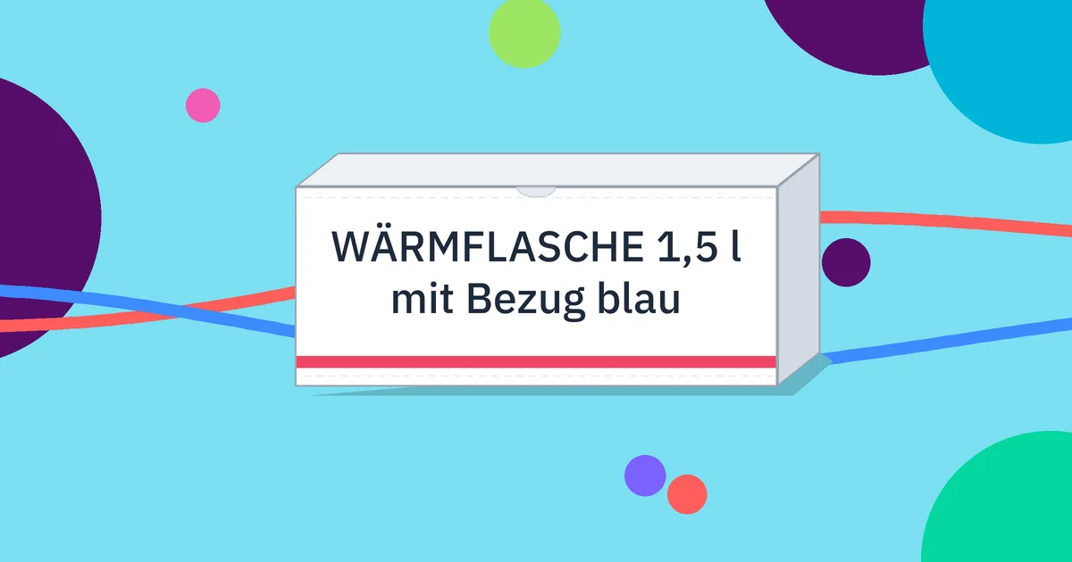 Symbolbild: Packung mit der Aufschrift WÄRMFLASCHE 1,5 l mit Bezug blau (PZN 09926667) – Verfügbarkeit und Bezug in Apotheken in Frankfurt am Main