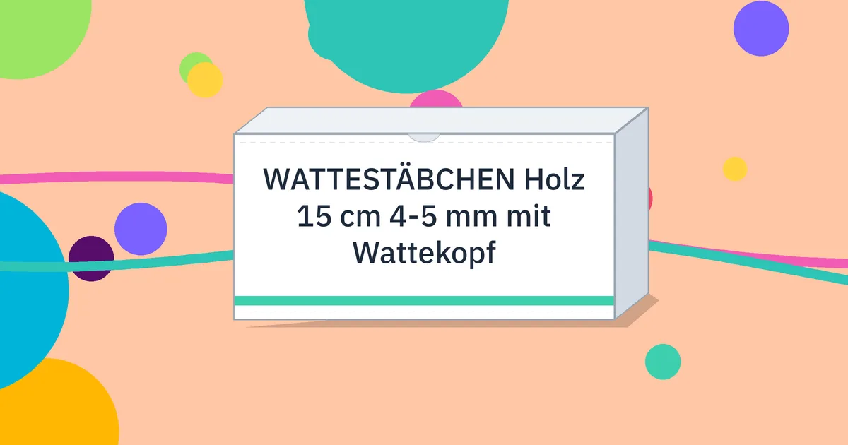 Symbolbild: Packung mit der Aufschrift WATTESTÄBCHEN Holz 15 cm 4-5 mm mit Wattekopf (PZN 07101419) – Verfügbarkeit und Bezug in Apotheken in Frankfurt am Main