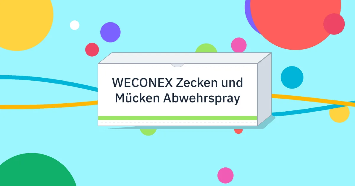 Symbolbild: Packung mit der Aufschrift WECONEX Zecken und Mücken Abwehrspray (PZN 09629521) – Verfügbarkeit und Bezug in Apotheken in Frankfurt am Main