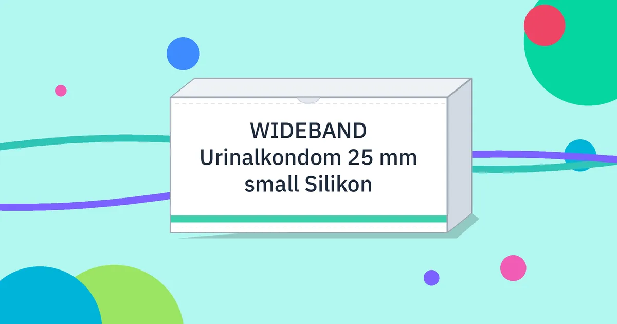 Symbolbild: Packung mit der Aufschrift WIDEBAND Urinalkondom 25 mm small Silikon (PZN 11136493) – Verfügbarkeit und Bezug in Apotheken in Frankfurt am Main