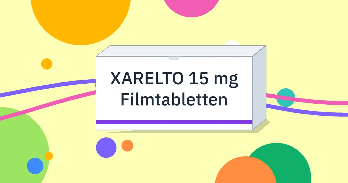 Symbolbild: Packung mit der Aufschrift XARELTO 15 mg Filmtabletten (PZN 10948970) – Verfügbarkeit und Bezug in Apotheken in Frankfurt am Main