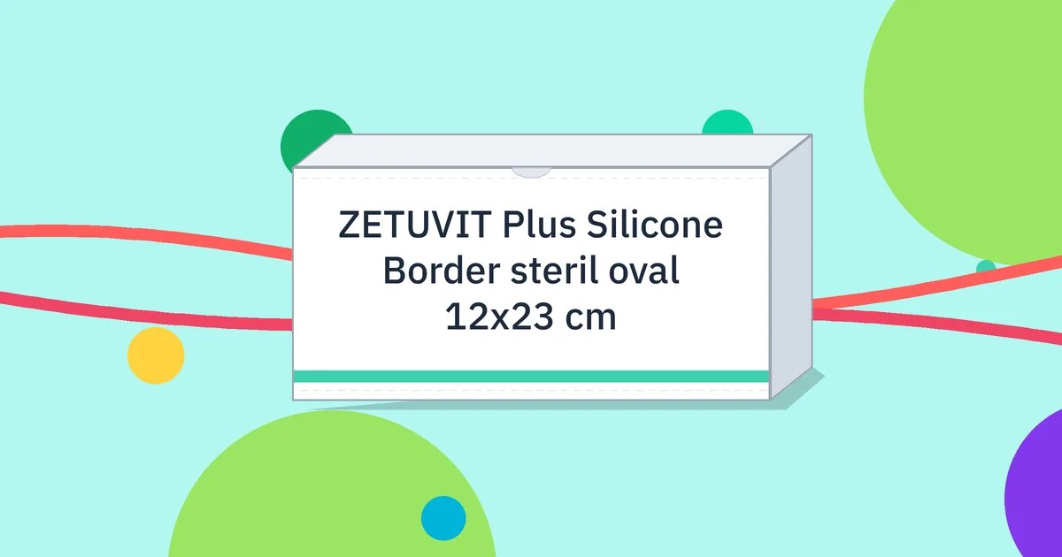 Symbolbild: Packung mit der Aufschrift ZETUVIT Plus Silicone Border steril oval 12x23 cm (PZN 20025798) – Verfügbarkeit und Bezug in Apotheken in Frankfurt am Main