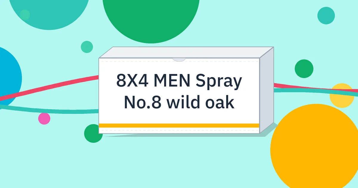 Symbolbild: Packung mit der Aufschrift 8X4 MEN Spray No.8 wild oak (PZN 16047096) – Verfügbarkeit und Bezug in Apotheken in Frankfurt am Main