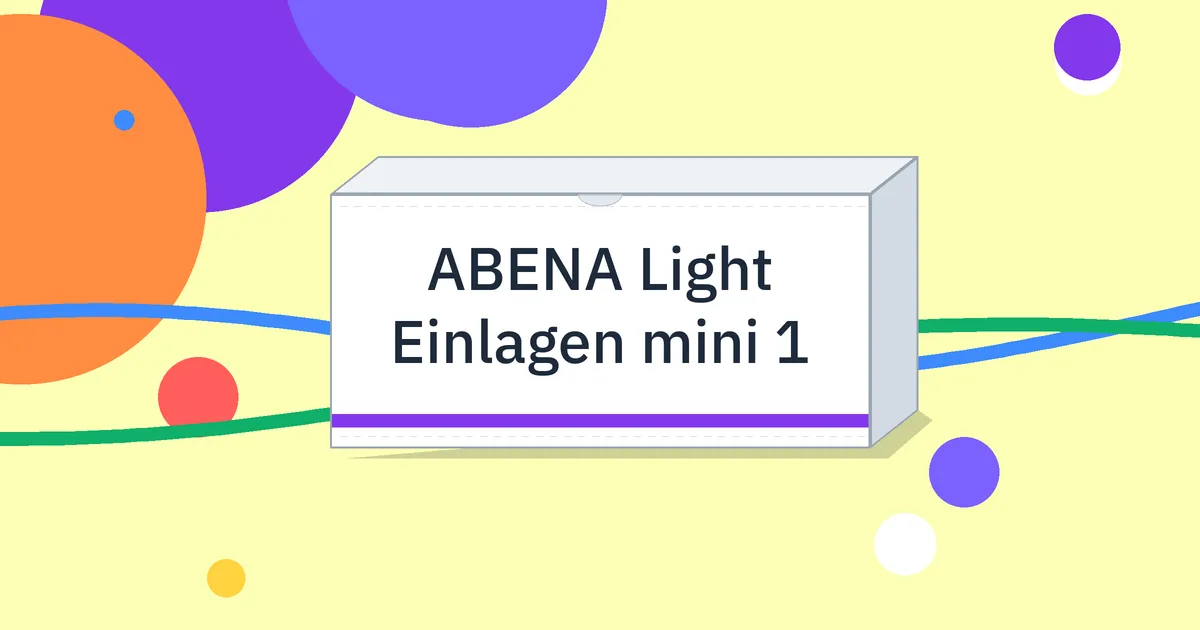 Symbolbild: Packung mit der Aufschrift ABENA Light Einlagen mini 1 (PZN 13702376) – Verfügbarkeit und Bezug in Apotheken in Frankfurt am Main