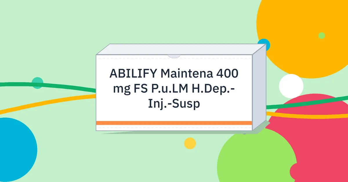 Symbolbild: Packung mit der Aufschrift ABILIFY Maintena 400 mg FS P.u.LM H.Dep.-Inj.-Susp (PZN 11691378) – Verfügbarkeit und Bezug in Apotheken in Frankfurt am Main