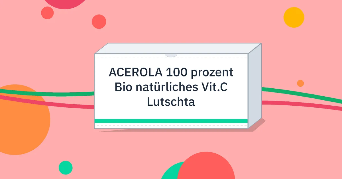 Symbolbild: Packung mit der Aufschrift ACEROLA 100 prozent Bio natürliches Vit.C Lutschta (PZN 13365565) – Verfügbarkeit und Bezug in Apotheken in Frankfurt am Main