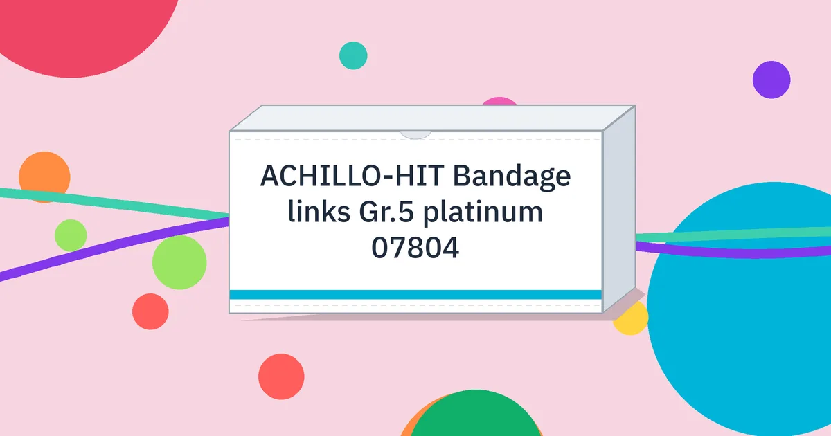 Symbolbild: Packung mit der Aufschrift ACHILLO-HIT Bandage links Gr.5 platinum 07804 (PZN 06826592) – Verfügbarkeit und Bezug in Apotheken in Frankfurt am Main