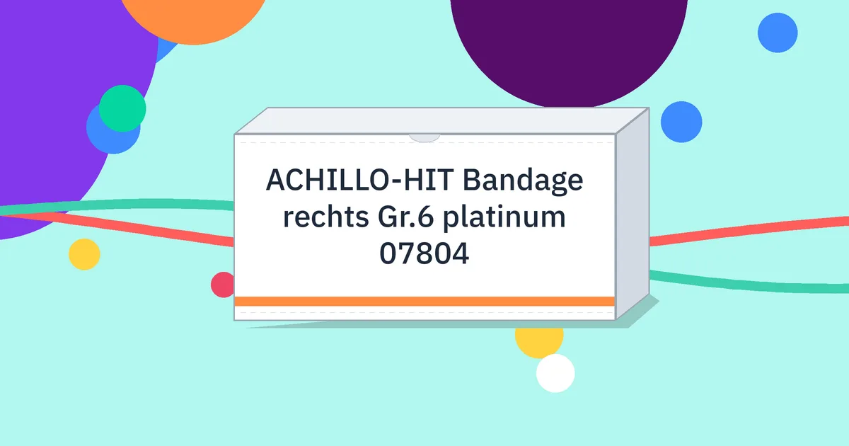 Symbolbild: Packung mit der Aufschrift ACHILLO-HIT Bandage rechts Gr.6 platinum 07804 (PZN 16198719) – Verfügbarkeit und Bezug in Apotheken in Frankfurt am Main