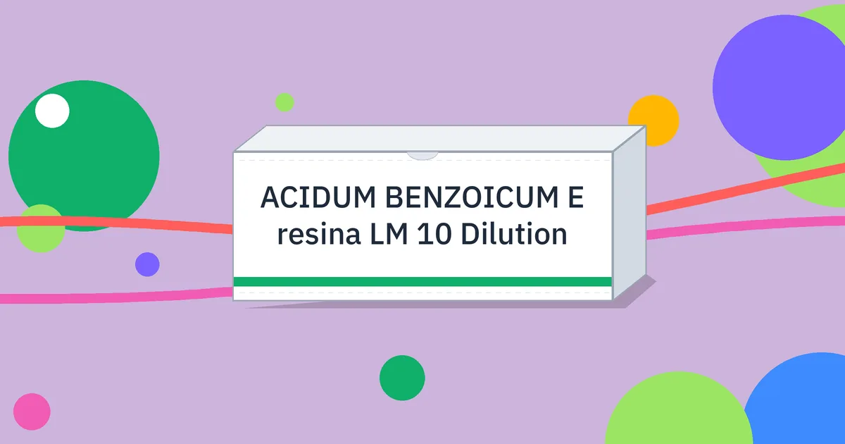 Symbolbild: Packung mit der Aufschrift ACIDUM BENZOICUM E resina LM 10 Dilution (PZN 16241591) – Verfügbarkeit und Bezug in Apotheken in Frankfurt am Main