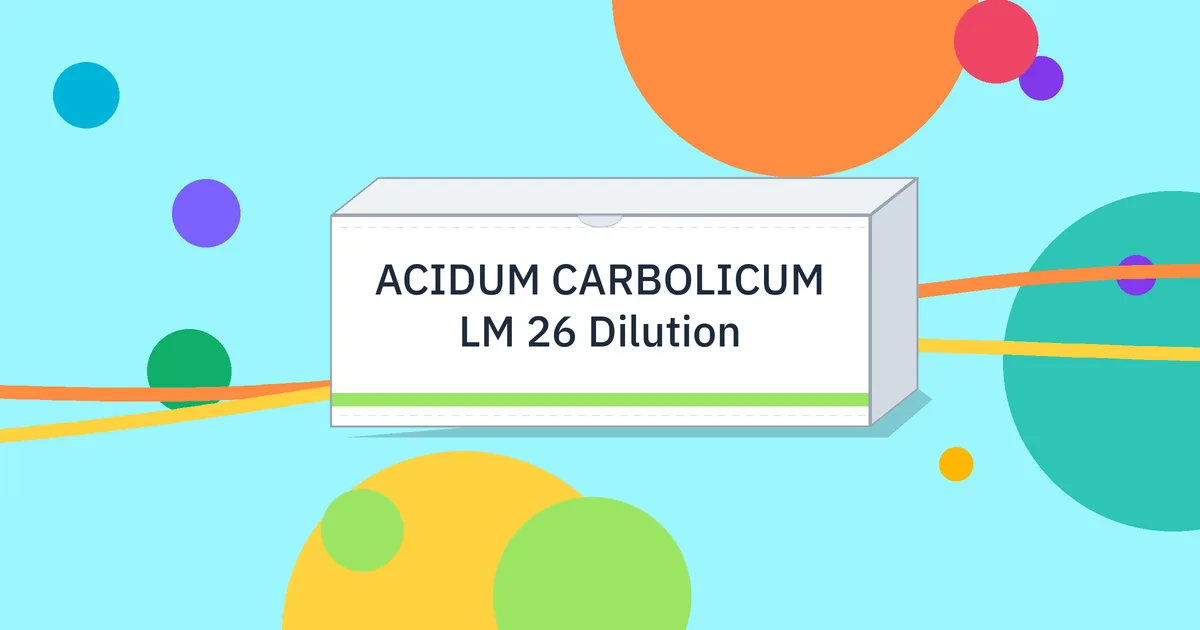 Symbolbild: Packung mit der Aufschrift ACIDUM CARBOLICUM LM 26 Dilution (PZN 13271982) – Verfügbarkeit und Bezug in Apotheken in Frankfurt am Main