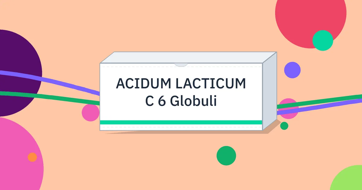 Symbolbild: Packung mit der Aufschrift ACIDUM LACTICUM C 6 Globuli (PZN 19717373) – Verfügbarkeit und Bezug in Apotheken in Frankfurt am Main