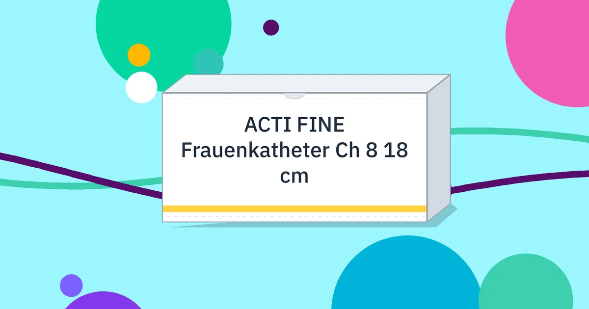 Symbolbild: Packung mit der Aufschrift ACTI FINE Frauenkatheter Ch 8 18 cm (PZN 09616464) – Verfügbarkeit und Bezug in Apotheken in Frankfurt am Main