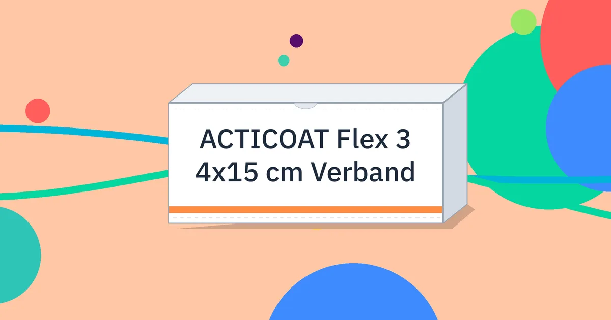 Symbolbild: Packung mit der Aufschrift ACTICOAT Flex 3 4x15 cm Verband (PZN 13347455) – Verfügbarkeit und Bezug in Apotheken in Frankfurt am Main
