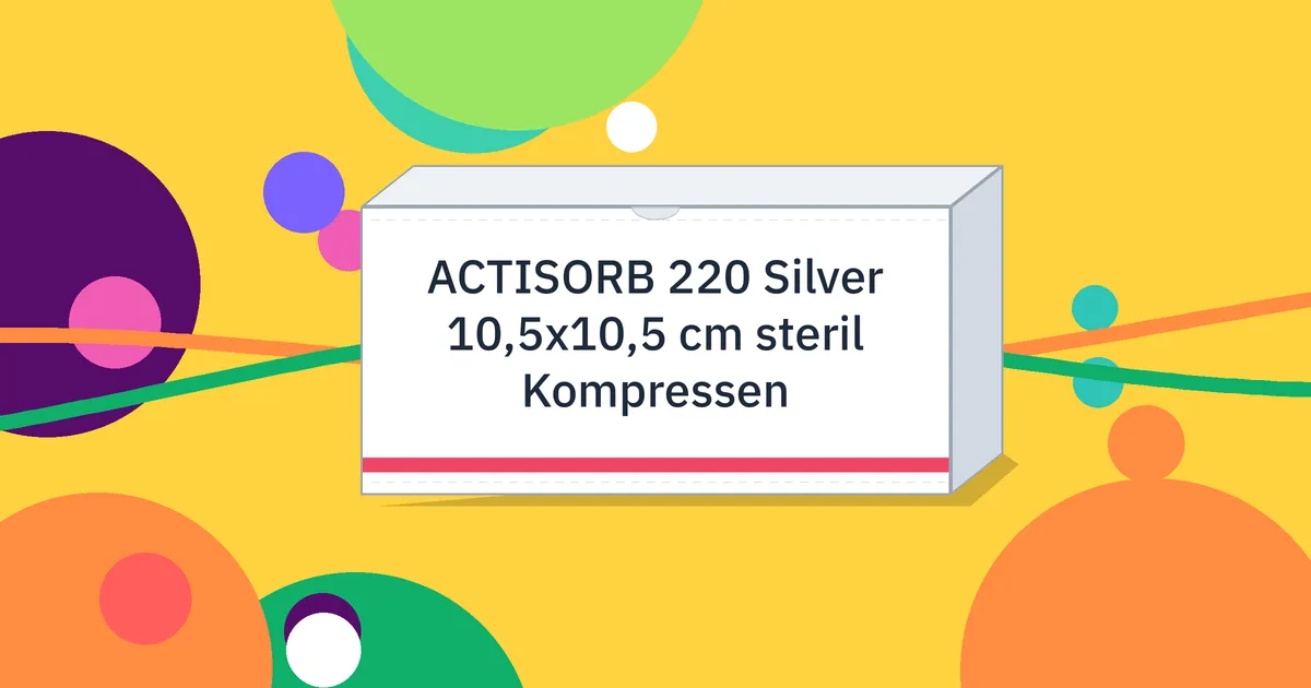 Symbolbild: Packung mit der Aufschrift ACTISORB 220 Silver 10,5x10,5 cm steril Kompressen (PZN 17453579) – Verfügbarkeit und Bezug in Apotheken in Frankfurt am Main