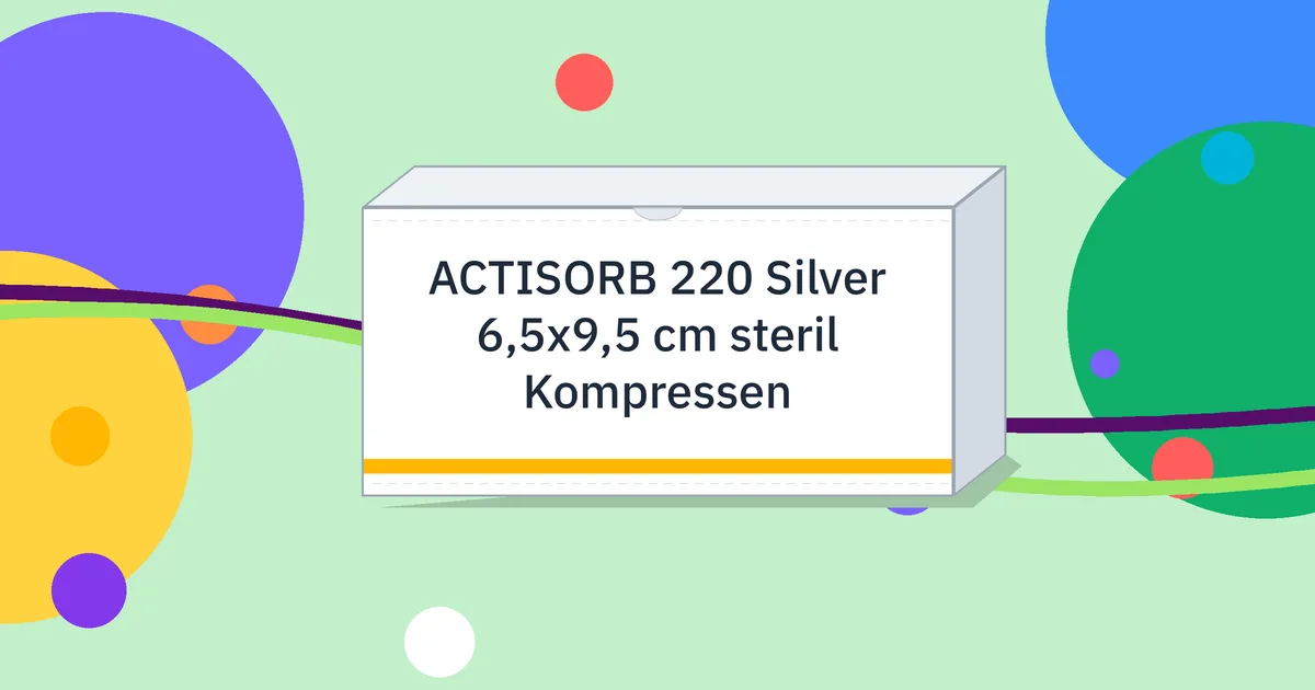 Symbolbild: Packung mit der Aufschrift ACTISORB 220 Silver 6,5x9,5 cm steril Kompressen (PZN 12425383) – Verfügbarkeit und Bezug in Apotheken in Frankfurt am Main