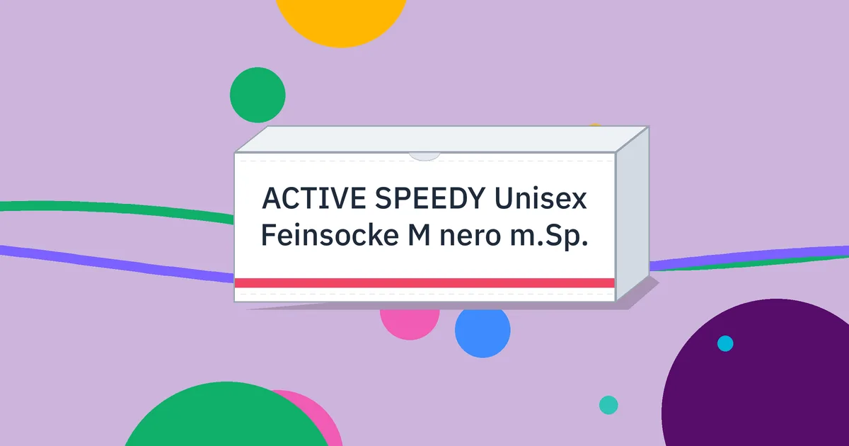 Symbolbild: Packung mit der Aufschrift ACTIVE SPEEDY Unisex Feinsocke M nero m.Sp. (PZN 16194905) – Verfügbarkeit und Bezug in Apotheken in Frankfurt am Main