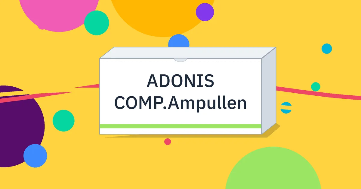 Symbolbild: Packung mit der Aufschrift ADONIS COMP.Ampullen (PZN 01750507) – Verfügbarkeit und Bezug in Apotheken in Frankfurt am Main