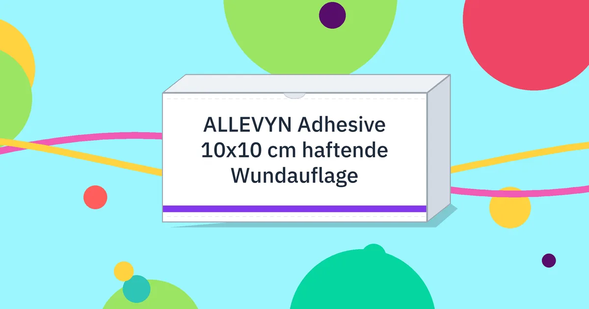 Symbolbild: Packung mit der Aufschrift ALLEVYN Adhesive 10x10 cm haftende Wundauflage (PZN 17163427) – Verfügbarkeit und Bezug in Apotheken in Frankfurt am Main