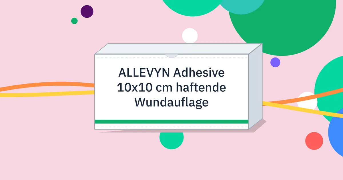 Symbolbild: Packung mit der Aufschrift ALLEVYN Adhesive 10x10 cm haftende Wundauflage (PZN 19958817) – Verfügbarkeit und Bezug in Apotheken in Frankfurt am Main