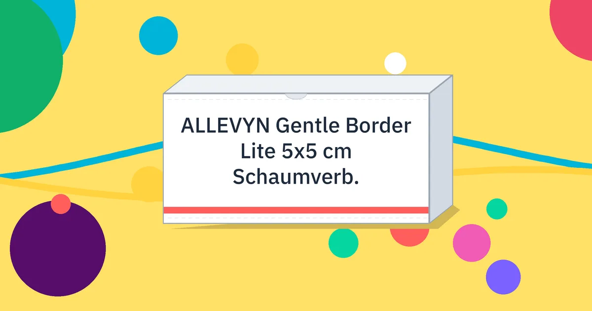 Symbolbild: Packung mit der Aufschrift ALLEVYN Gentle Border Lite 5x5 cm Schaumverb. (PZN 13329888) – Verfügbarkeit und Bezug in Apotheken in Frankfurt am Main