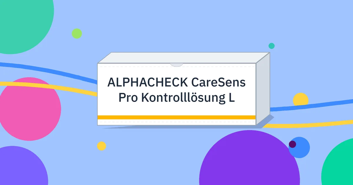 Symbolbild: Packung mit der Aufschrift ALPHACHECK CareSens Pro Kontrolllösung L (PZN 14140377) – Verfügbarkeit und Bezug in Apotheken in Frankfurt am Main