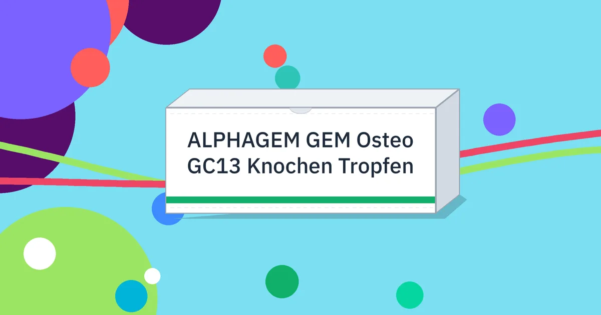 Symbolbild: Packung mit der Aufschrift ALPHAGEM GEM Osteo GC13 Knochen Tropfen (PZN 20296304) – Verfügbarkeit und Bezug in Apotheken in Frankfurt am Main