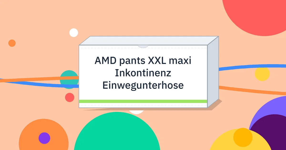 Symbolbild: Packung mit der Aufschrift AMD pants XXL maxi Inkontinenz Einwegunterhose (PZN 20516148) – Verfügbarkeit und Bezug in Apotheken in Frankfurt am Main