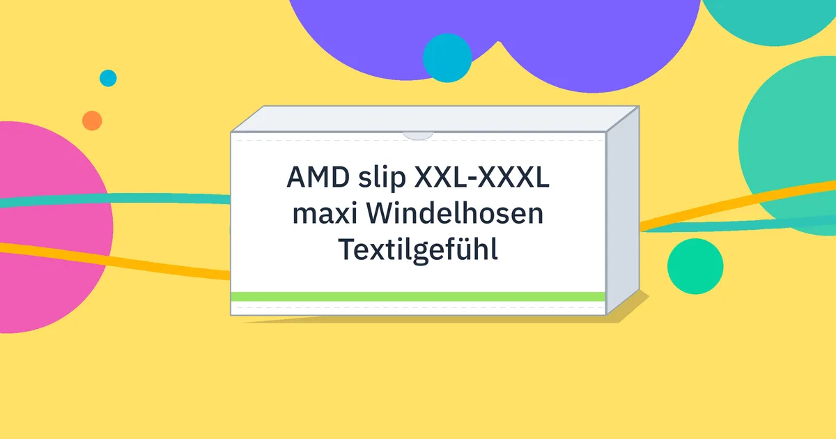Symbolbild: Packung mit der Aufschrift AMD slip XXL-XXXL maxi Windelhosen Textilgefühl (PZN 20516183) – Verfügbarkeit und Bezug in Apotheken in Frankfurt am Main