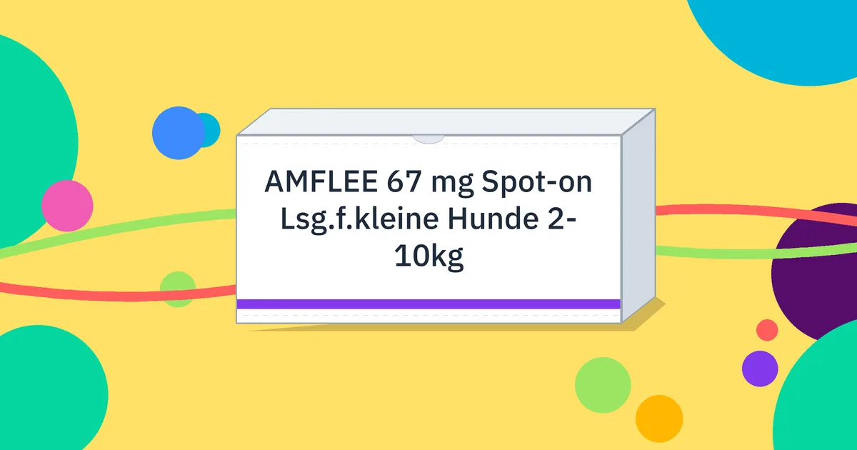 Symbolbild: Packung mit der Aufschrift AMFLEE 67 mg Spot-on Lsg.f.kleine Hunde 2-10kg (PZN 11099792) – Verfügbarkeit und Bezug in Apotheken in Frankfurt am Main