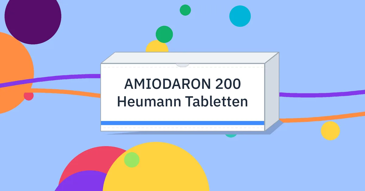 Symbolbild: Packung mit der Aufschrift AMIODARON 200 Heumann Tabletten (PZN 00475884) – Verfügbarkeit und Bezug in Apotheken in Frankfurt am Main