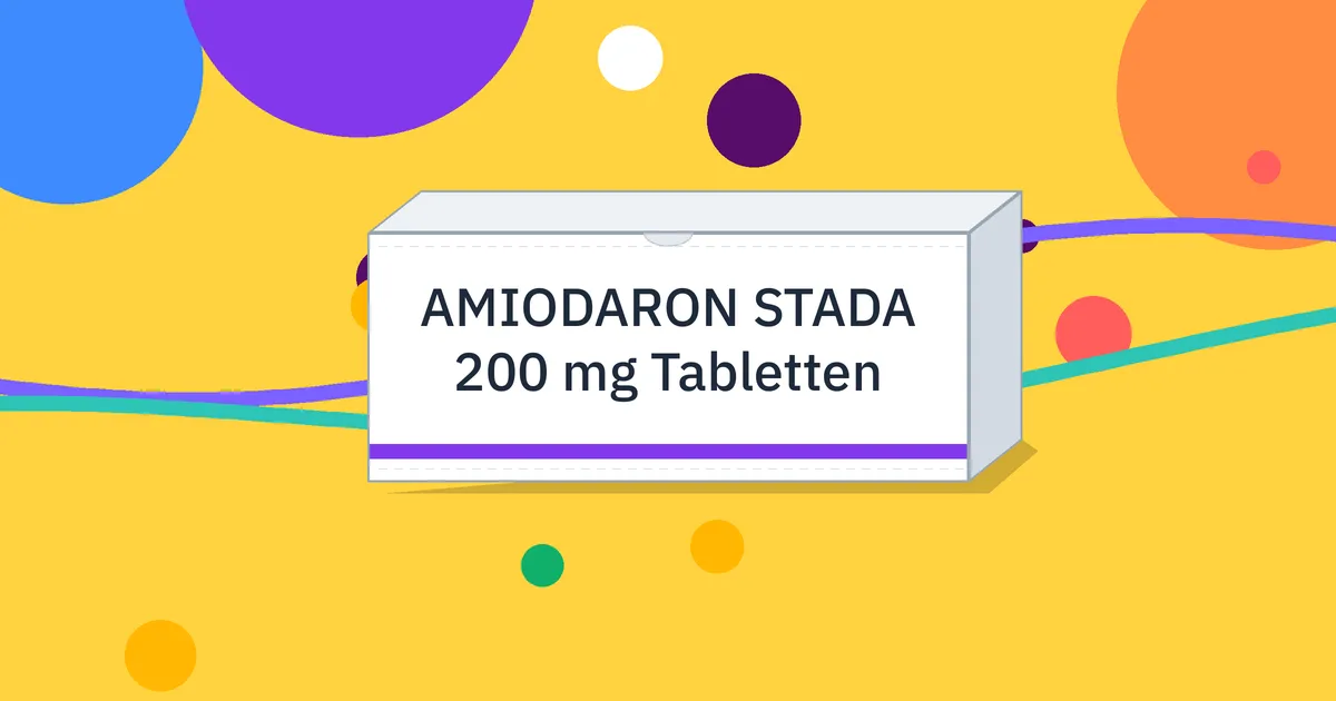 Symbolbild: Packung mit der Aufschrift AMIODARON STADA 200 mg Tabletten (PZN 20156678) – Verfügbarkeit und Bezug in Apotheken in Frankfurt am Main