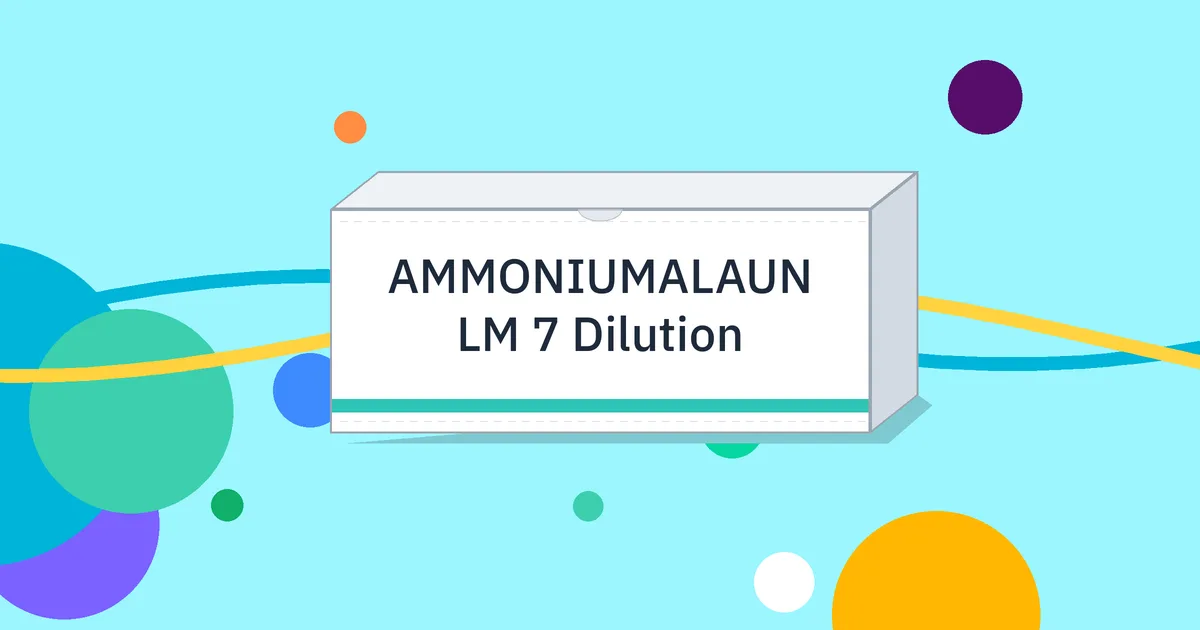 Symbolbild: Packung mit der Aufschrift AMMONIUMALAUN LM 7 Dilution (PZN 13324572) – Verfügbarkeit und Bezug in Apotheken in Frankfurt am Main