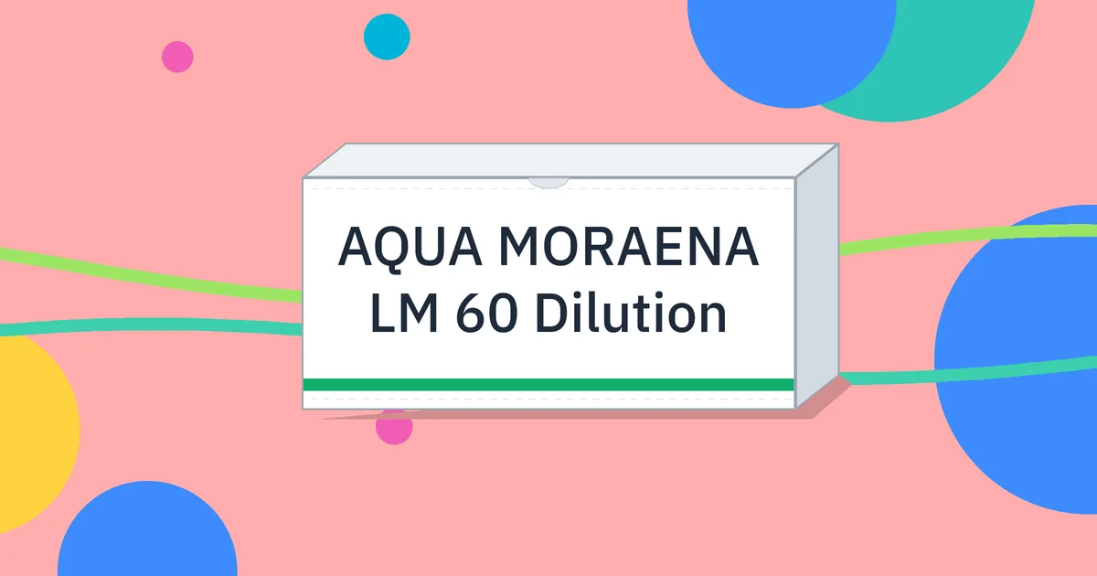 Symbolbild: Packung mit der Aufschrift AQUA MORAENA LM 60 Dilution (PZN 13755622) – Verfügbarkeit und Bezug in Apotheken in Frankfurt am Main