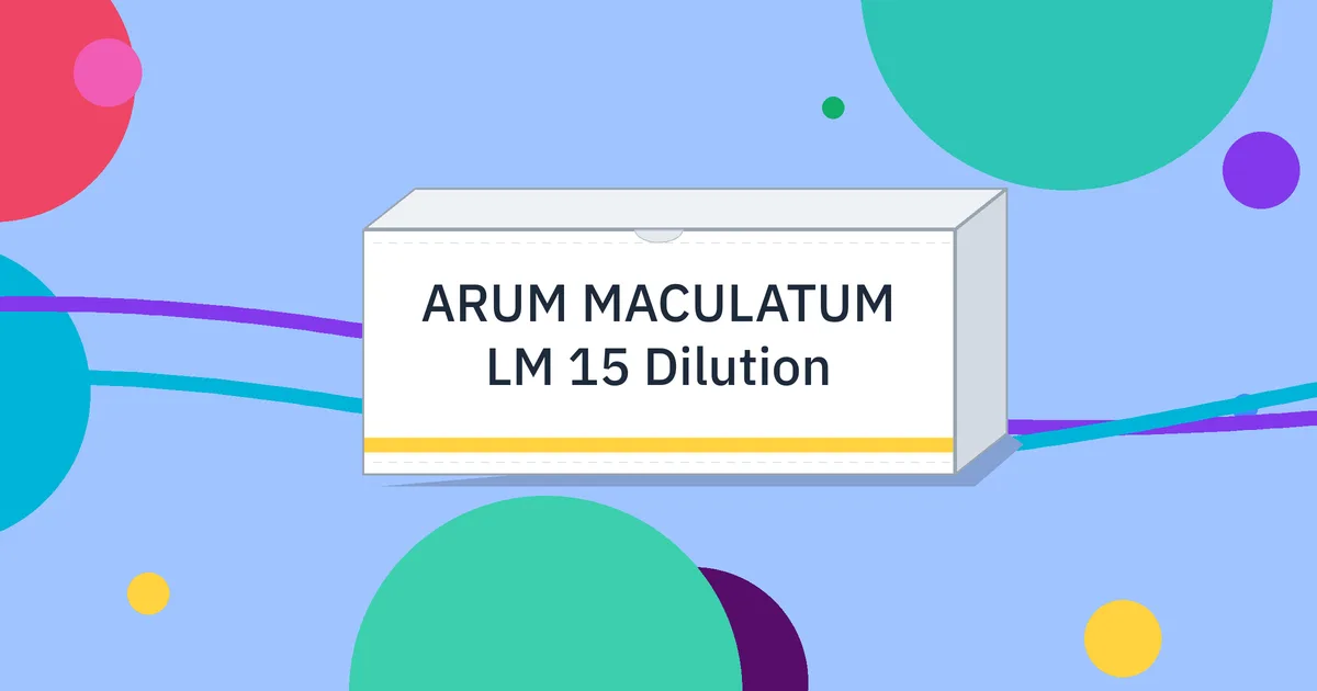 Symbolbild: Packung mit der Aufschrift ARUM MACULATUM LM 15 Dilution (PZN 13396270) – Verfügbarkeit und Bezug in Apotheken in Frankfurt am Main