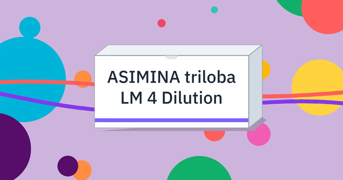 Symbolbild: Packung mit der Aufschrift ASIMINA triloba LM 4 Dilution (PZN 13401769) – Verfügbarkeit und Bezug in Apotheken in Frankfurt am Main