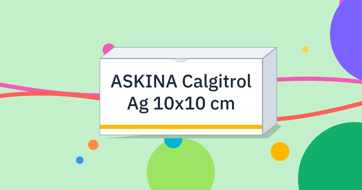 Symbolbild: Packung mit der Aufschrift ASKINA Calgitrol Ag 10x10 cm (PZN 10987616) – Verfügbarkeit und Bezug in Apotheken in Frankfurt am Main