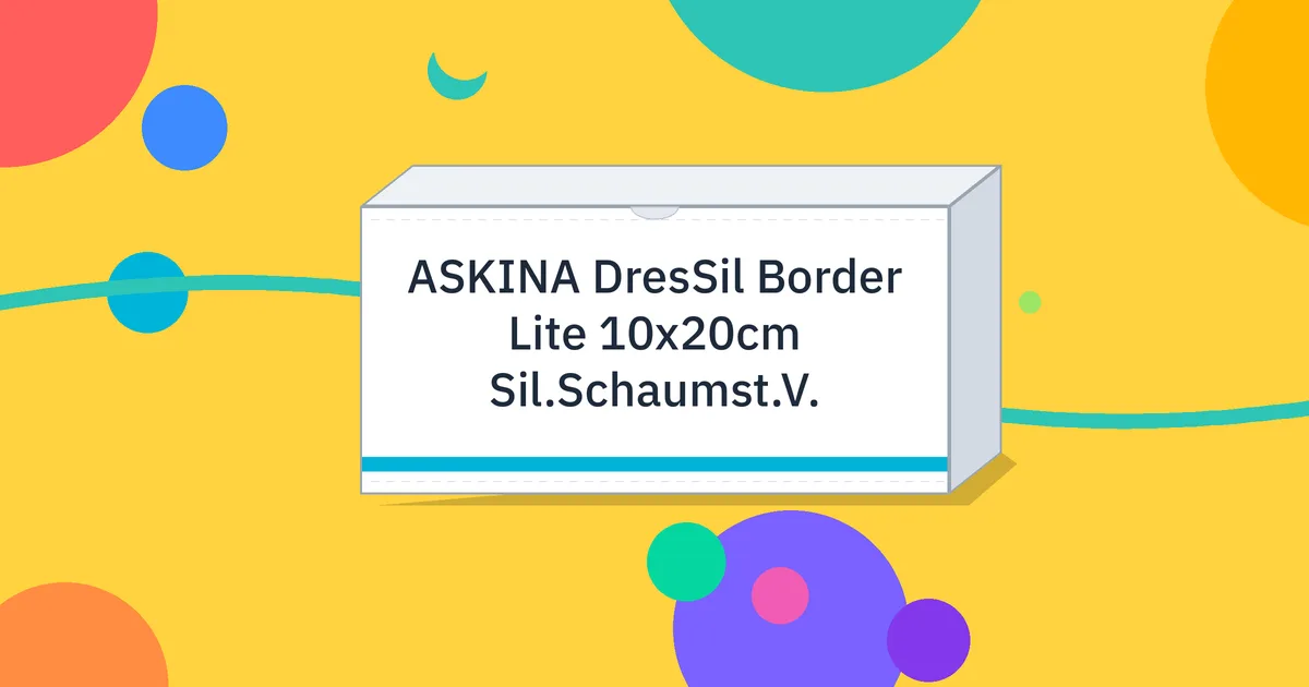 Symbolbild: Packung mit der Aufschrift ASKINA DresSil Border Lite 10x20cm Sil.Schaumst.V. (PZN 15268783) – Verfügbarkeit und Bezug in Apotheken in Frankfurt am Main