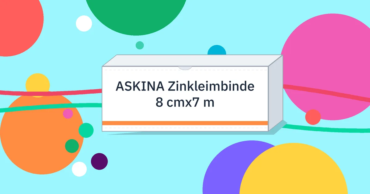 Symbolbild: Packung mit der Aufschrift ASKINA Zinkleimbinde 8 cmx7 m (PZN 09914500) – Verfügbarkeit und Bezug in Apotheken in Frankfurt am Main