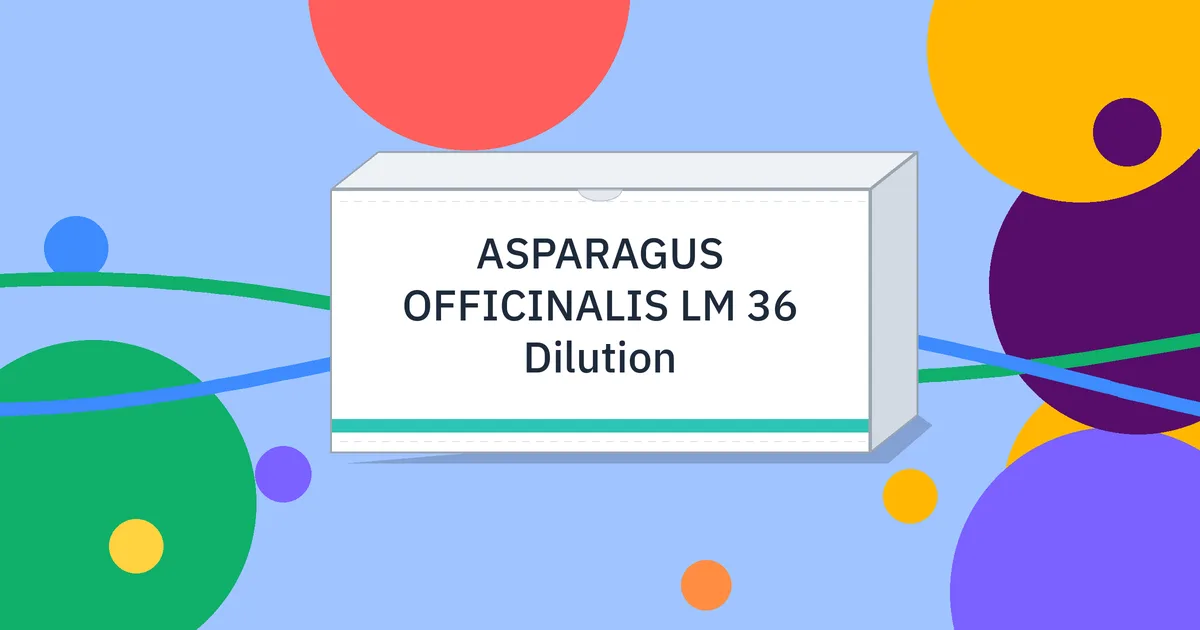 Symbolbild: Packung mit der Aufschrift ASPARAGUS OFFICINALIS LM 36 Dilution (PZN 13403283) – Verfügbarkeit und Bezug in Apotheken in Frankfurt am Main