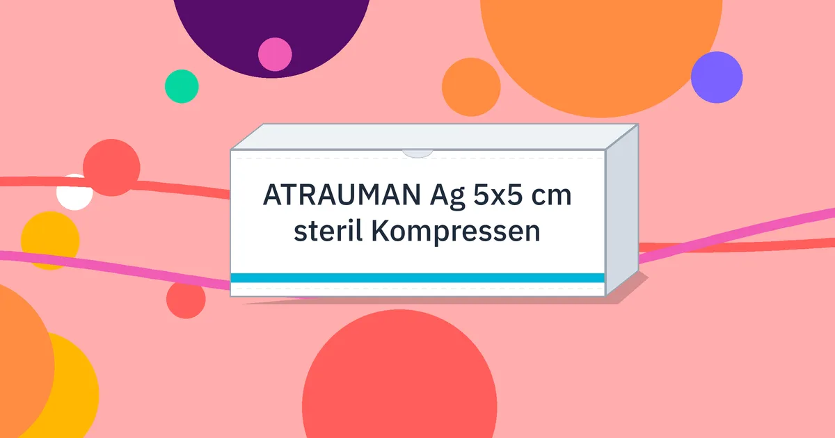 Symbolbild: Packung mit der Aufschrift ATRAUMAN Ag 5x5 cm steril Kompressen (PZN 17490882) – Verfügbarkeit und Bezug in Apotheken in Frankfurt am Main