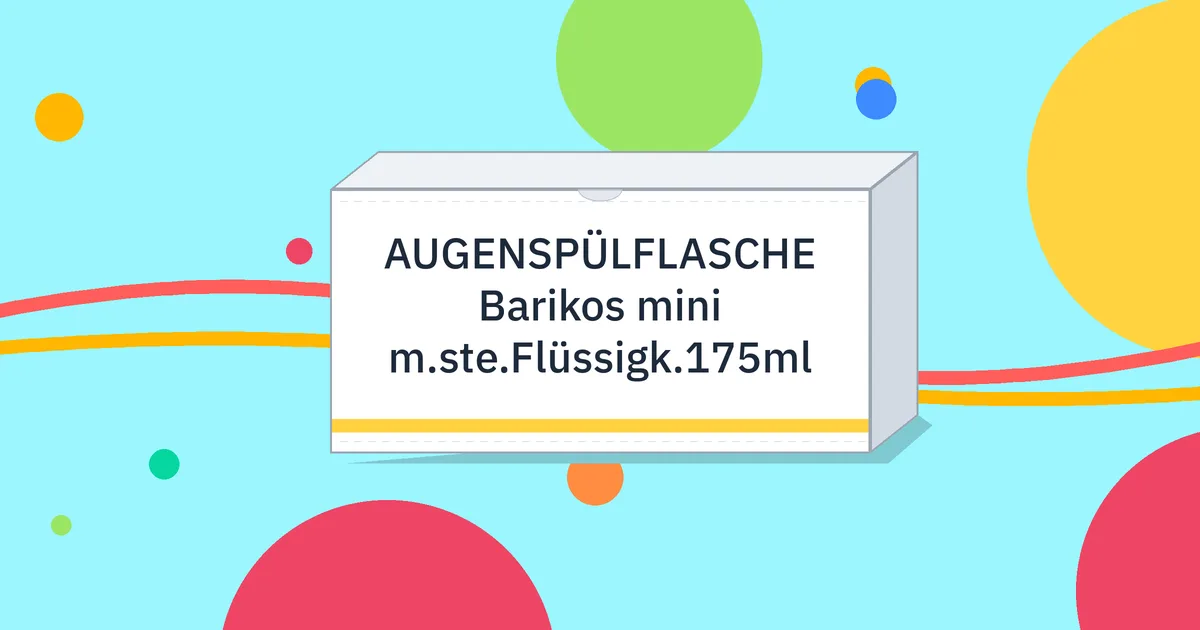 Symbolbild: Packung mit der Aufschrift AUGENSPÜLFLASCHE Barikos mini m.ste.Flüssigk.175ml (PZN 00641791) – Verfügbarkeit und Bezug in Apotheken in Frankfurt am Main