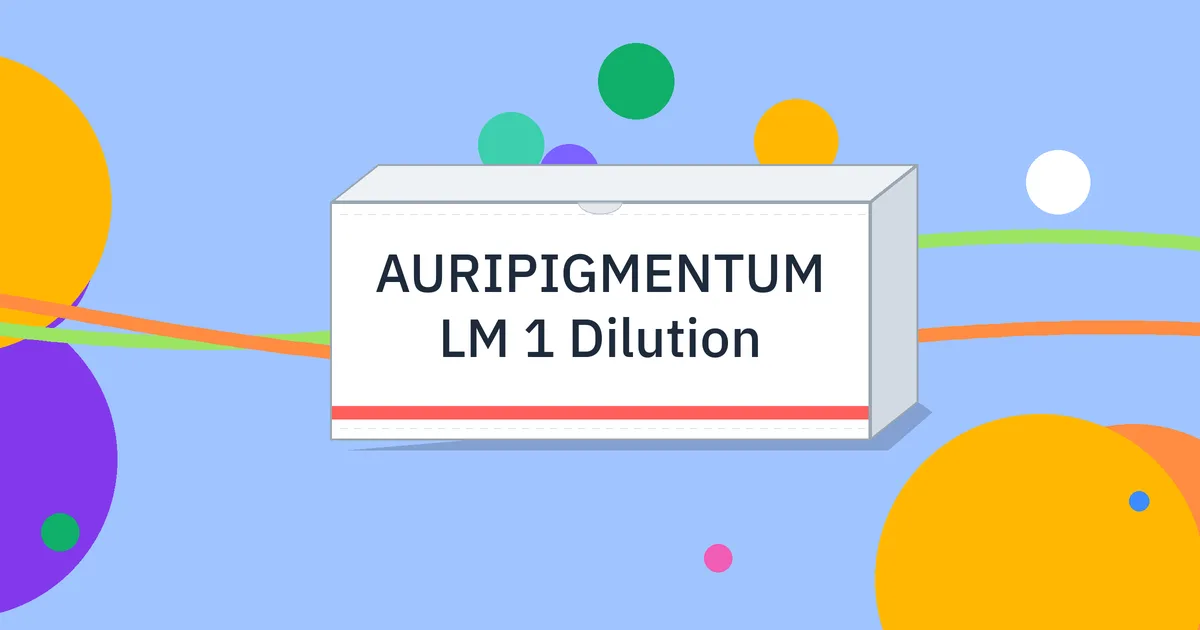 Symbolbild: Packung mit der Aufschrift AURIPIGMENTUM LM 1 Dilution (PZN 12782806) – Verfügbarkeit und Bezug in Apotheken in Frankfurt am Main