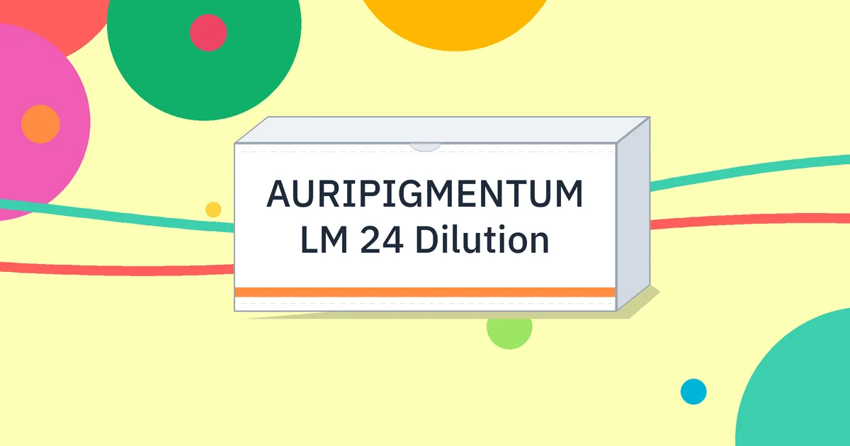 Symbolbild: Packung mit der Aufschrift AURIPIGMENTUM LM 24 Dilution (PZN 12783094) – Verfügbarkeit und Bezug in Apotheken in Frankfurt am Main