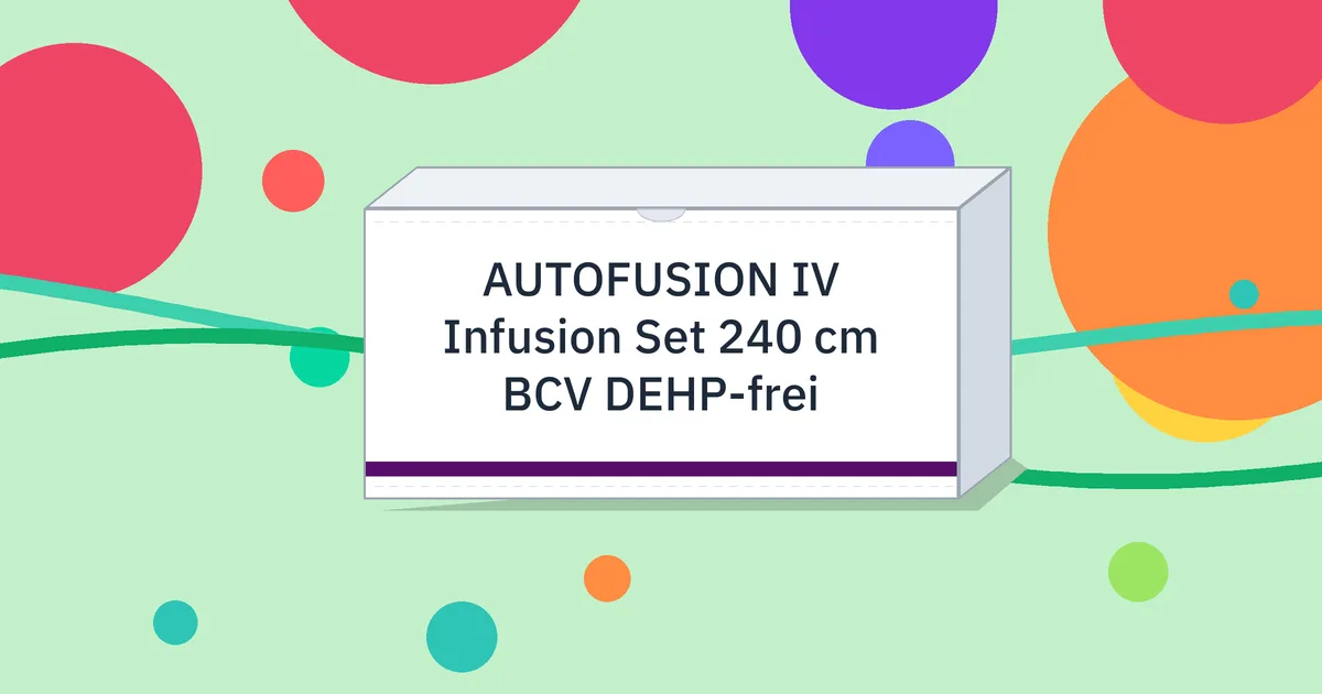 Symbolbild: Packung mit der Aufschrift AUTOFUSION IV Infusion Set 240 cm BCV DEHP-frei (PZN 18739680) – Verfügbarkeit und Bezug in Apotheken in Frankfurt am Main