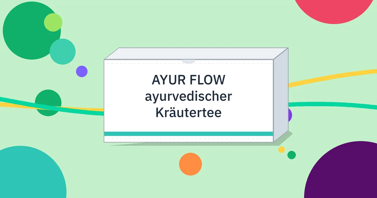 Symbolbild: Packung mit der Aufschrift AYUR FLOW ayurvedischer Kräutertee (PZN 01294943) – Verfügbarkeit und Bezug in Apotheken in Frankfurt am Main